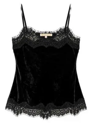 Gold Hawk Lace-trim Velvet Camisole