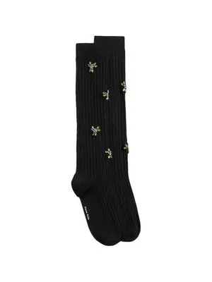 Simone Rocha Embellished Ribbed-knit Socks - Black