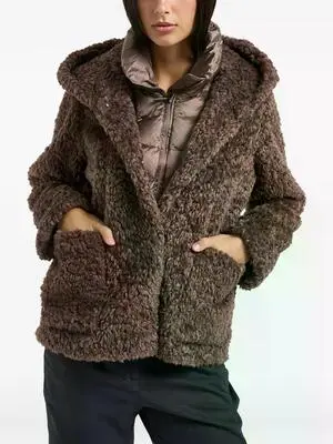 BOMBOOGIE St.moritz Hooded Faux-shearling Coat - Brown
