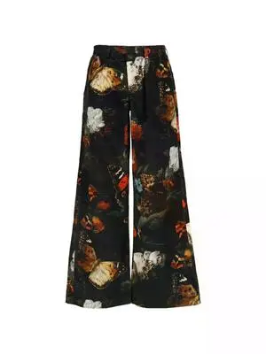 R13 Butterfly-print Wide-leg Trousers - Black