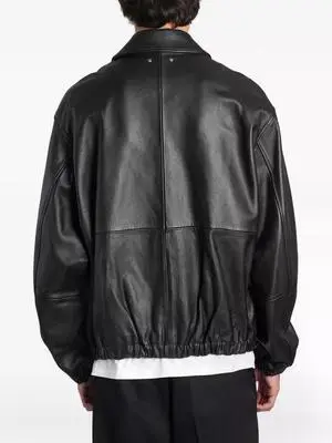 SSSTEIN Collared Elasticated-trim Leather Jacket