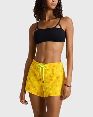 Vilebrequin Embroidered Swim Shorts Micro Ronde Des Tortues Limited Edition Shorty Fiona - Yellow