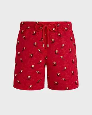 Vilebrequin Embroide Swim Trunks Toucana Limited Edition Swimwear Mistral - Red
