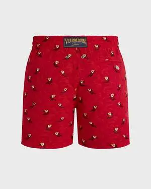Vilebrequin Embroide Swim Trunks Toucana Limited Edition Swimwear Mistral - Red