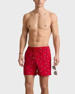 Vilebrequin Embroide Swim Trunks Toucana Limited Edition Swimwear Mistral - Red