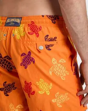 Vilebrequin Embroidered Swim Trunks Ronde Des Tortues Limited Edition Swimwear Mistral - Orange