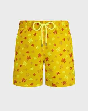 Vilebrequin Embroidered Swim Trunks Micro Ronde Des Tortues Limited Edition Swimwear Mistral - Yellow