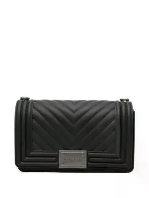 MARC ELLIS Chevron-quilted Logo-plaque Shoulder Bag - Black