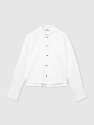REISS Carlotta Cotton Cropped Long-sleeve Shirt - White