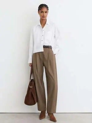 REISS Carlotta Cotton Cropped Long-sleeve Shirt - White