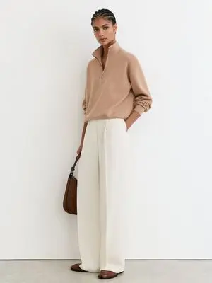 REISS Cam Wool-blend Half-zip Jumper - Camel