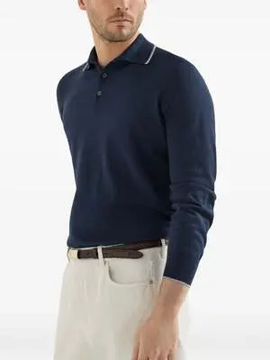 Brunello Cucinelli Long-sleeve Knitted Polo Shirt