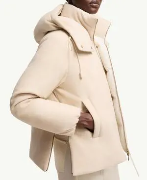 Moncler Vivante Hooded Wool Cashmere Short Down Jacket