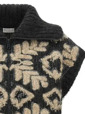 Brunello Cucinelli Sequin Intarsia Cardigan