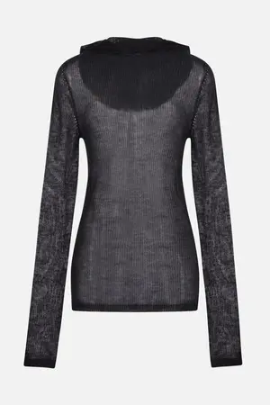 Rick Owens Sheer Hooded Knitted Top
