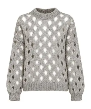 Brunello Cucinelli Long-sleeved Knit Top - Gray