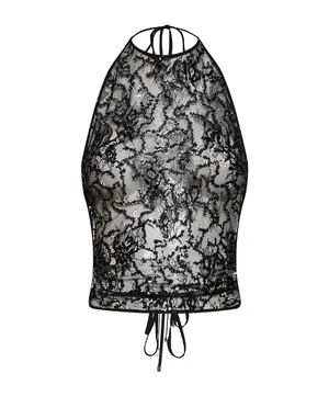 Attico Lace Sequin Halter Top