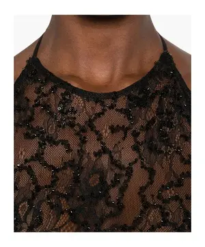 Attico Lace Sequin Halter Top