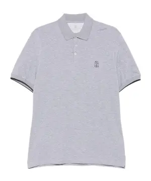 Brunello Cucinelli Logo-embroidered Piqué Polo Shirt - Gray