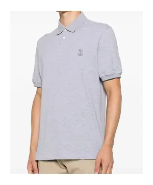Brunello Cucinelli Logo-embroidered Piqué Polo Shirt - Gray