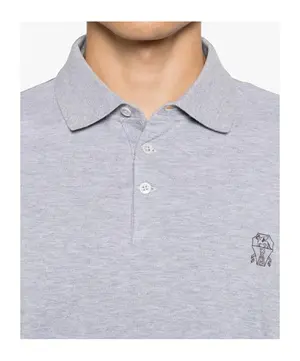 Brunello Cucinelli Logo-embroidered Piqué Polo Shirt - Gray