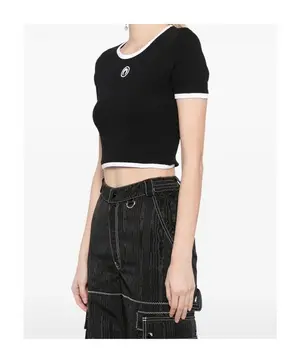 MARINE SERRE Moon Embroidered Crop Top