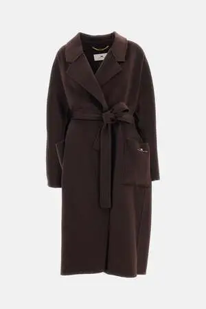 Elisabetta Franchi Cappotto In Lana Double - Marrone