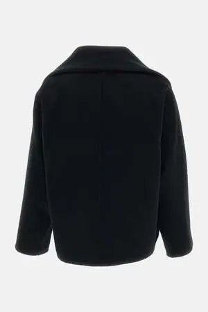 Max Mara Giacca Crop In Drap Di Lana Con Sciarpa