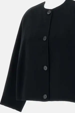 Max Mara Giacca Crop In Drap Di Lana Con Sciarpa