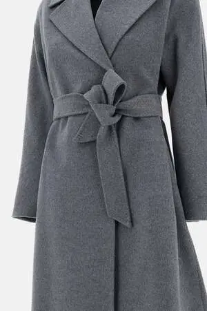 Max Mara Cappotto A Vestaglia In Drap Di Lana - Grigio
