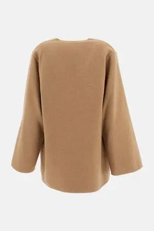 Max Mara Cappotto Cardigan In Cammello E Mohair