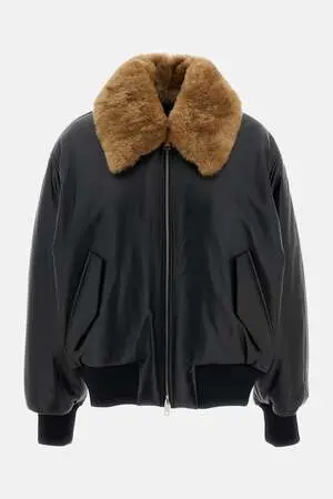 AMI Paris Giacca Zip Imbottita Con Collo Shearling - Nero
