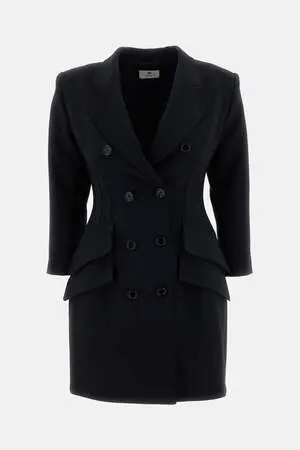 Elisabetta Franchi Abito Robe-manteau Corto In Crêpe - Nero
