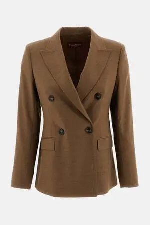 Max Mara Blazer Doppiopetto In Flannella Di Lana - Marrone