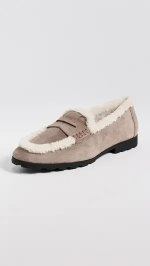 Veronica Beard Penny Lug Shearling Loafers
