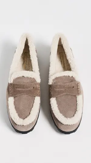 Veronica Beard Penny Lug Shearling Loafers