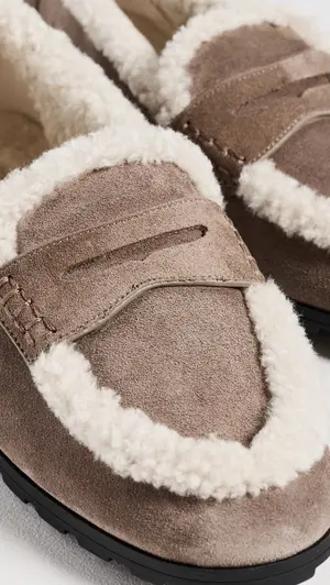 Veronica Beard Penny Lug Shearling Loafers