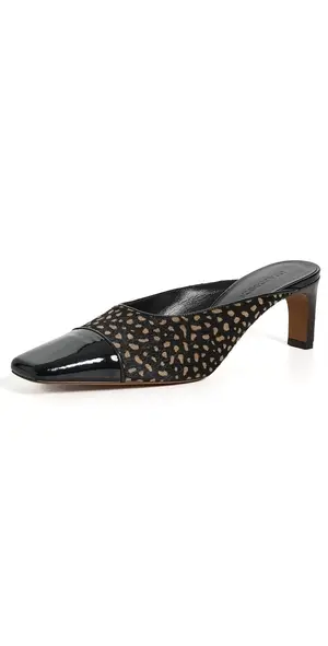 Ulla Johnson Mix Media Mid Heel Mules - Spotted