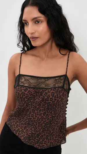 FRAME The Lace Delphine Silk Camisole