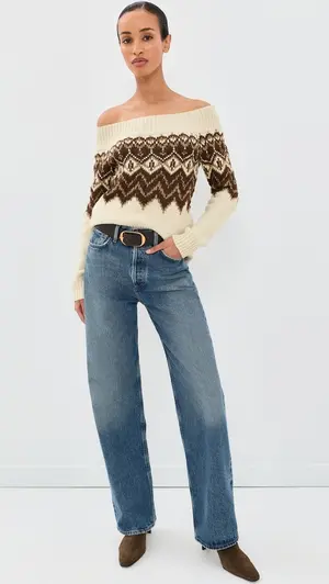 Moon River Off-shoulder Sweater Top