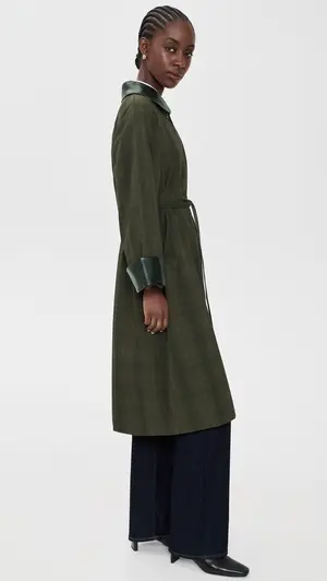 Moon River Contrast Collar Plaid Coat