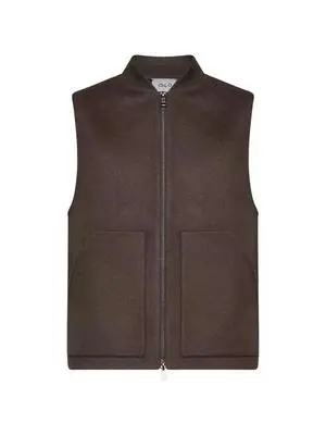 D4.0 Ribbed-collar Sleeveless Wasitcoat - Brown