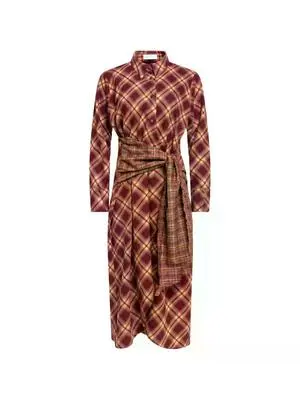 WEILI ZHENG Check-pattern Belted Midi Dress