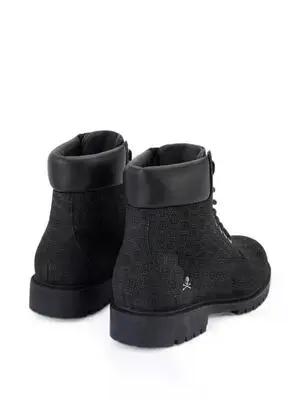 Philipp Plein Nubuck Leather Mid Boots Monogram