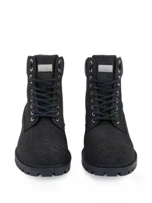 Philipp Plein Nubuck Leather Mid Boots Monogram