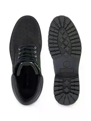Philipp Plein Nubuck Leather Mid Boots Monogram