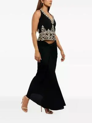 INTERNATIONAL APPEAL Floral-embroidered Tailored Vest