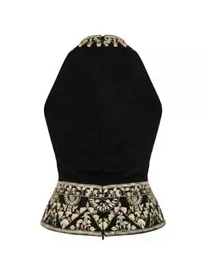 INTERNATIONAL APPEAL Floral-embroidered Tailored Vest