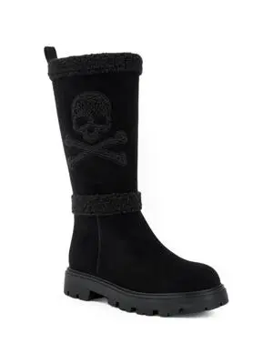 Philipp Plein Skull And Bones Suede Boots