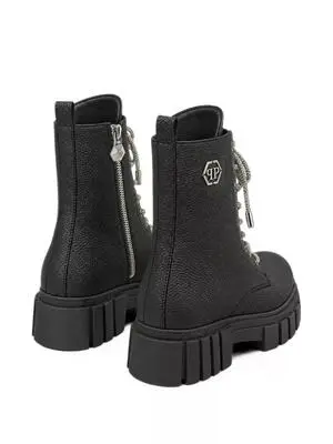 Philipp Plein Crystal-embellished Leather Boots